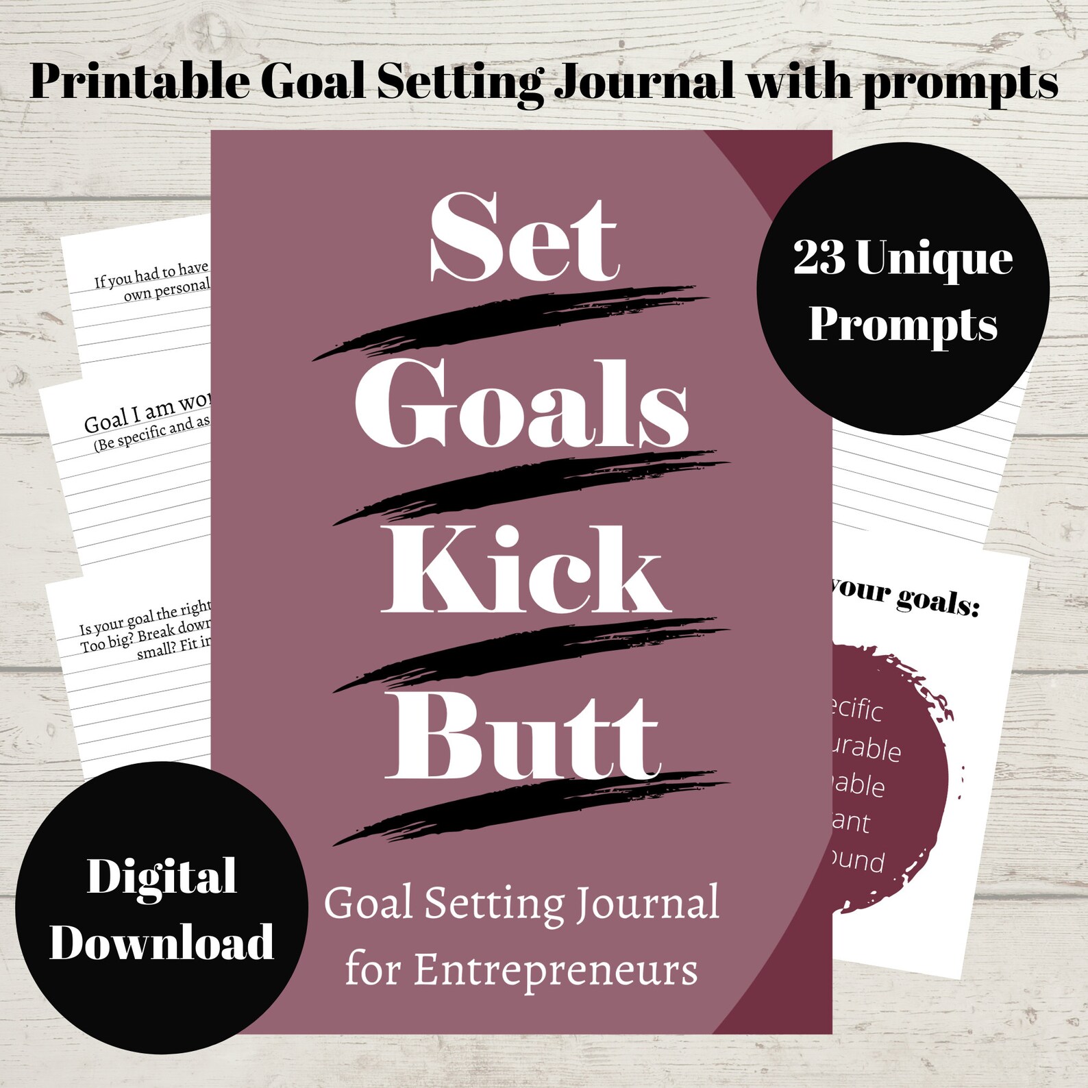 Printable Goal Setting Journal With Prompts for Women, Digital Download ...