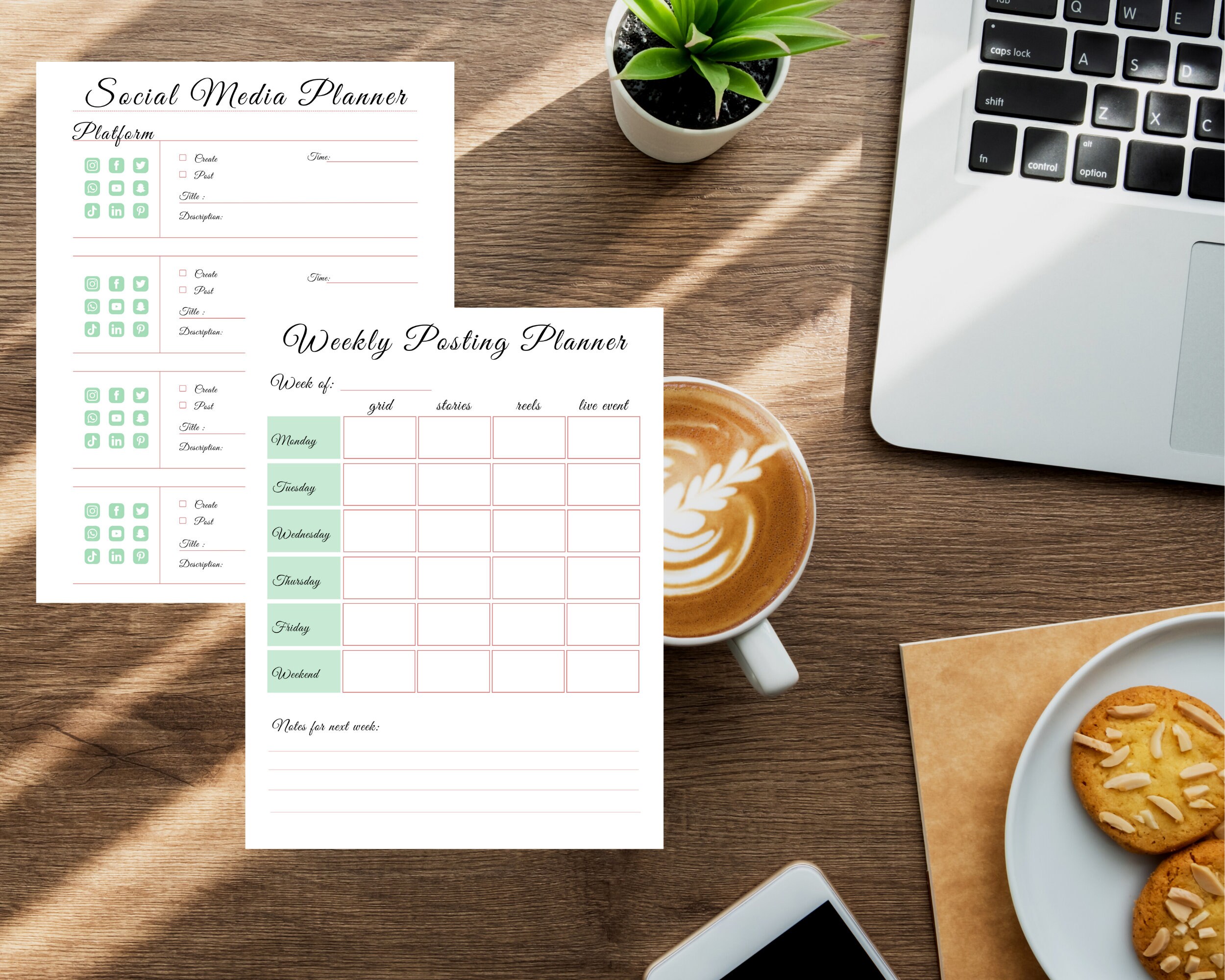Social Media Planner Printable Content Planner for Instagram Youtube ...