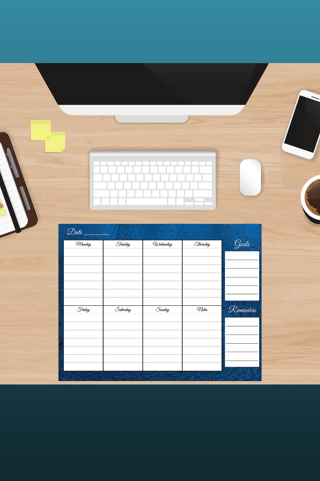 Printable 1 Week Calendar Digital Download Weekly - Etsy