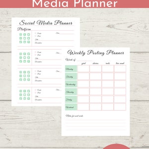 Social Media Planner Printable Content Planner for Instagram Youtube ...