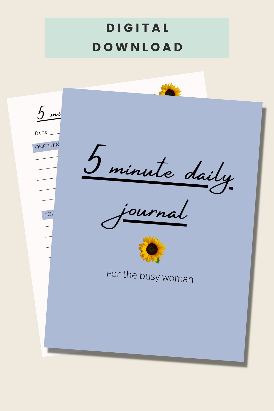 Printable 5 Minute Journal With Prompts for Women Digital - Etsy