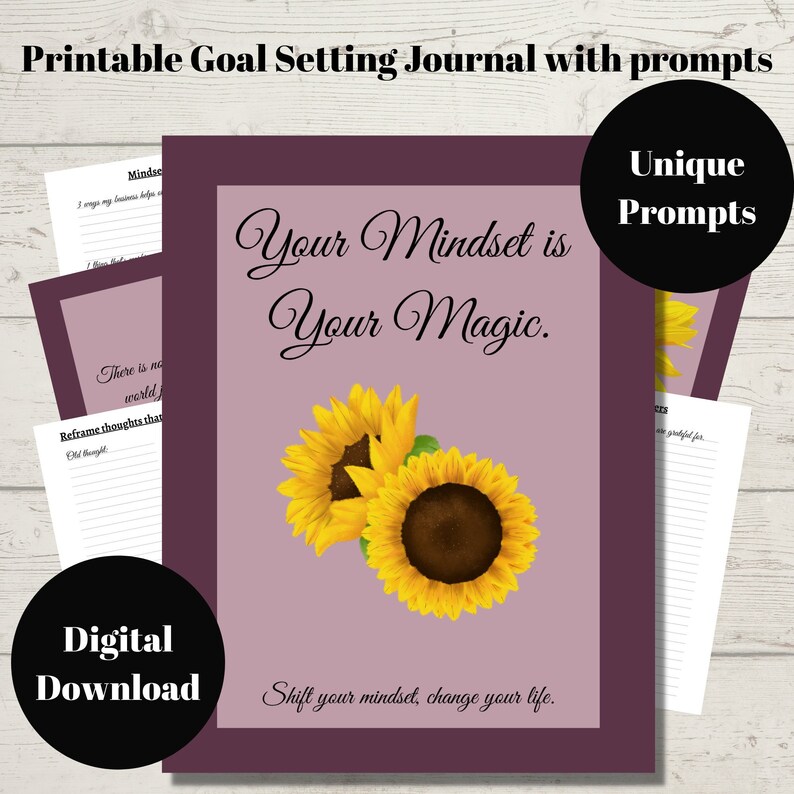 Printable Mindset Journal With Prompts for Women Digital | Etsy