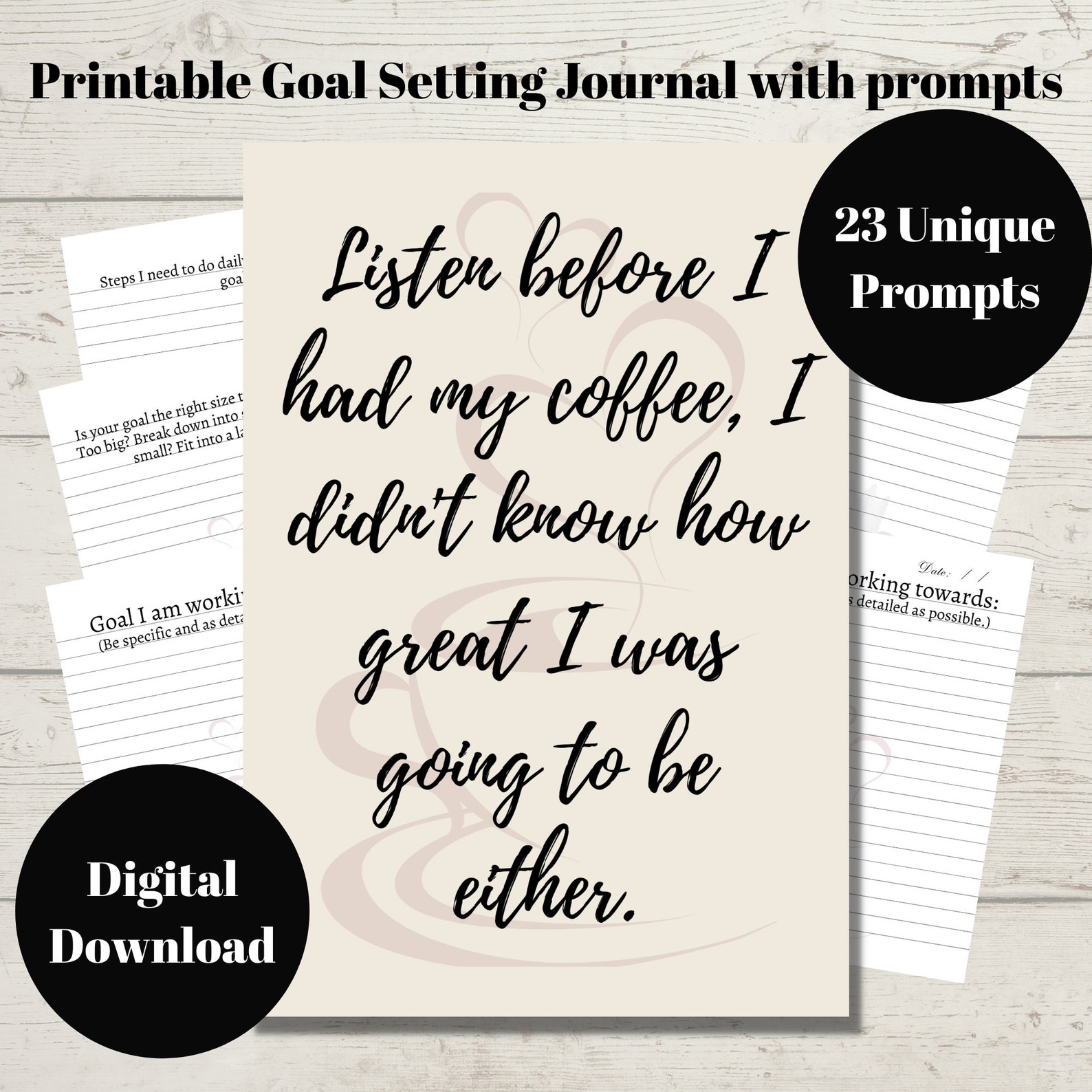 Printable Goal Setting Journal With Prompts for Women Digital | Etsy