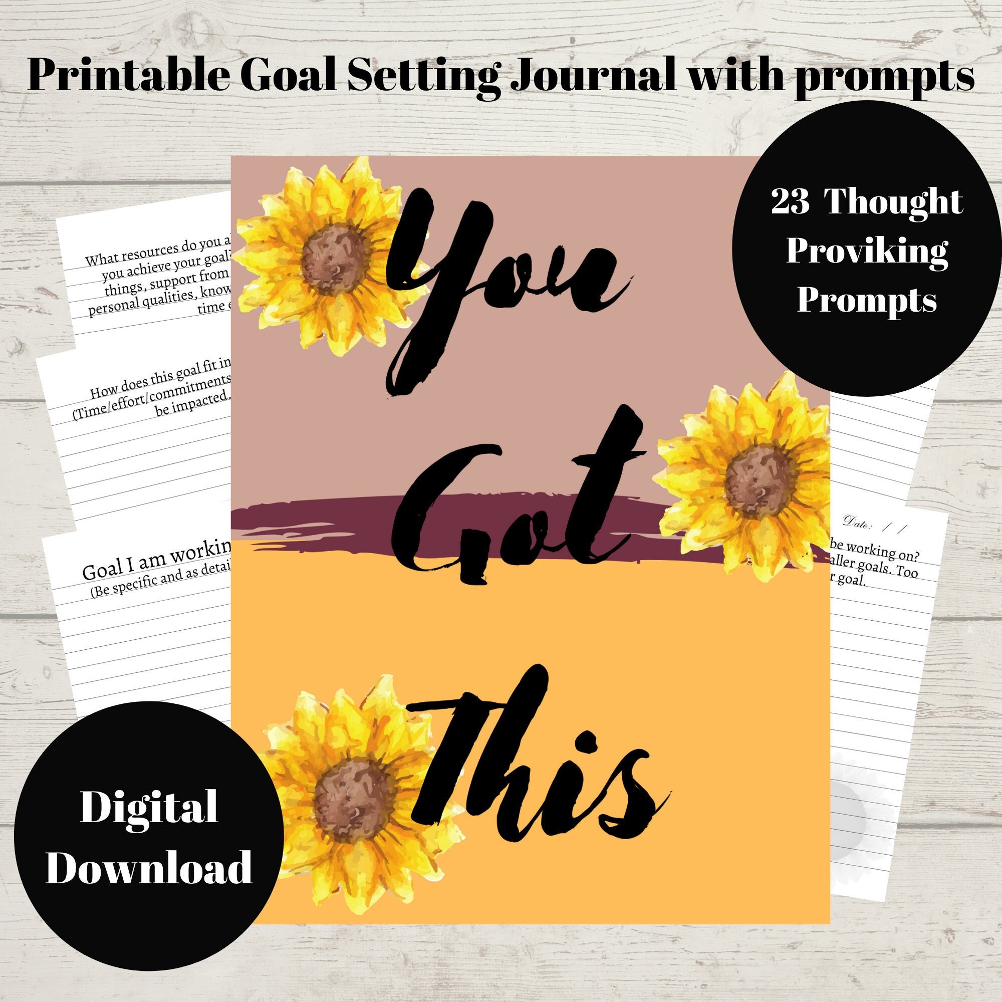 Printable Goal Setting Journal With Prompts for Women, Digital Download ...