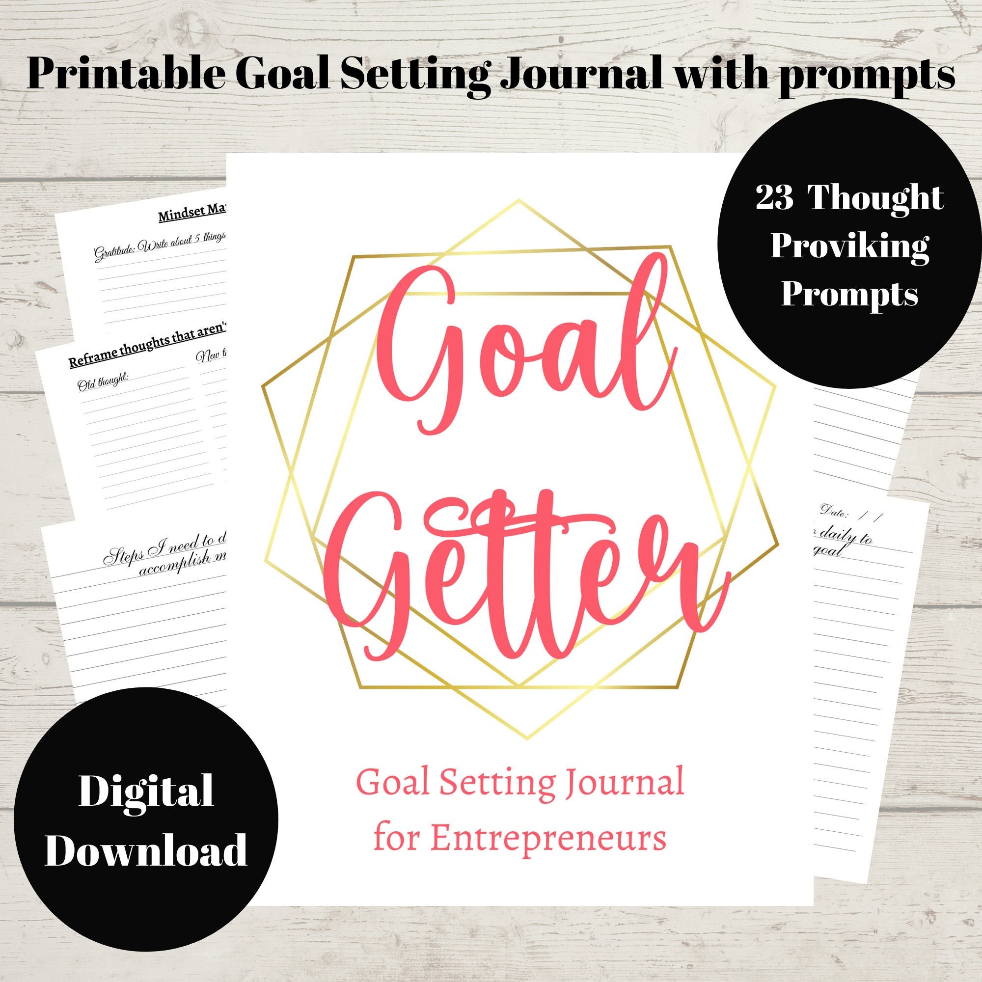 Printable Goal Setting Journal With Prompts for Women, Digital Download ...