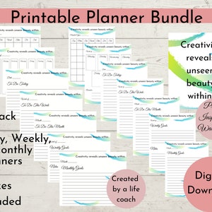 Digital Download Weekly Productivity Planner, Printable 1 Week Calendar ...