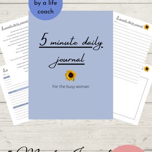 Printable 5 Minute Journal With Prompts for Women, Digital Download for ...