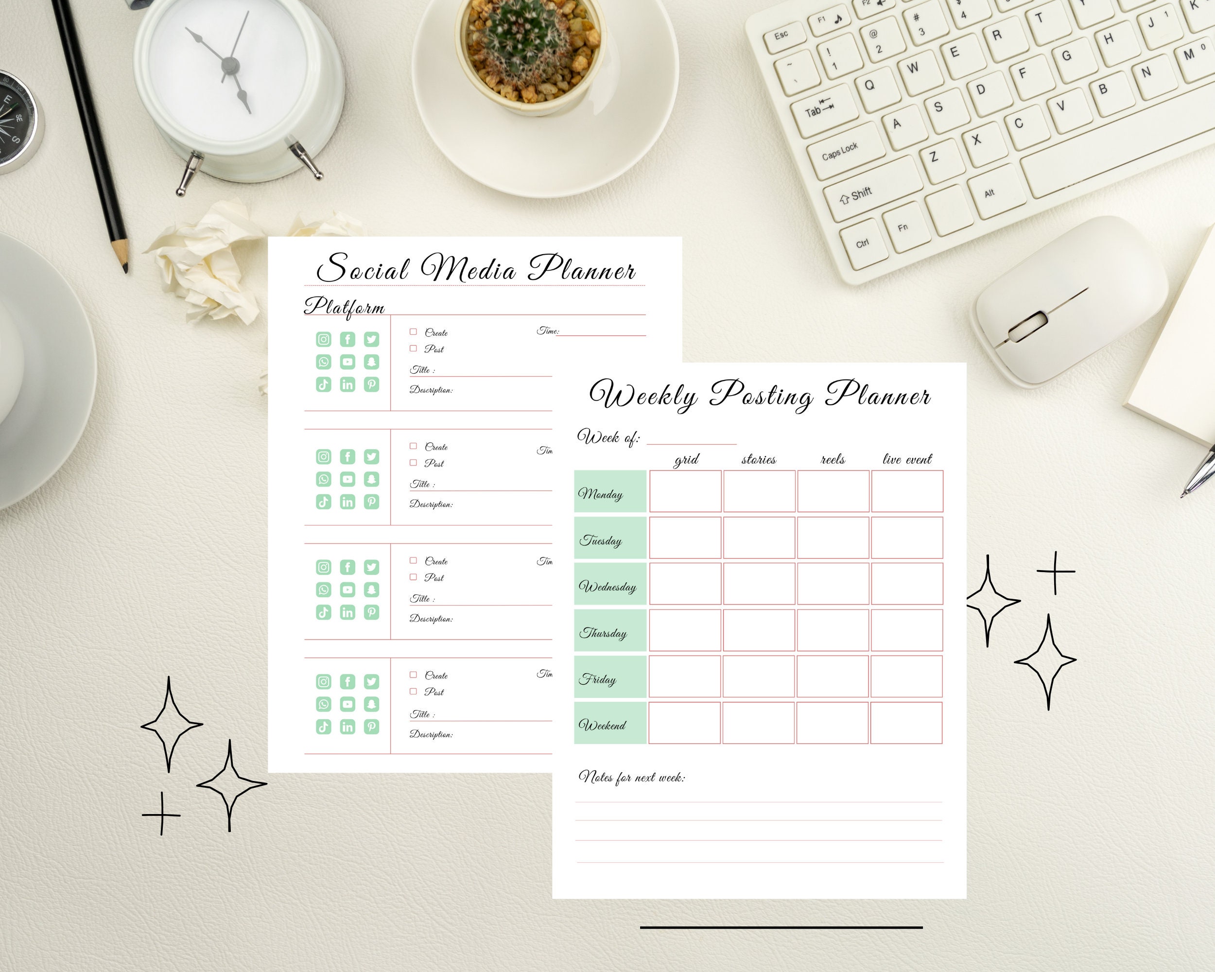 Social Media Planner Printable Content Planner for Instagram Youtube ...