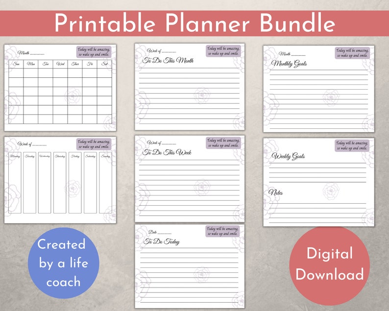 Weekly Monthly Daily Planner Sheets Printable To-do List - Etsy