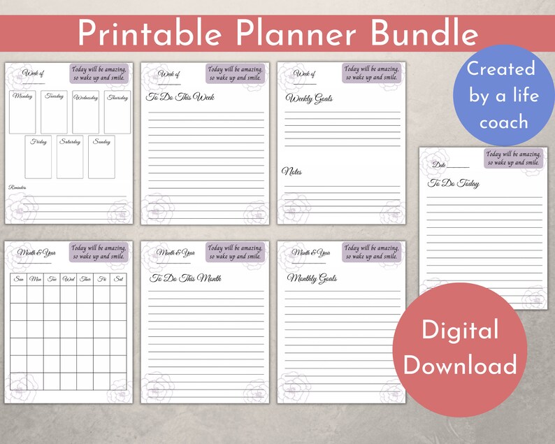 Weekly Monthly Daily Planner Sheets Printable To-do List - Etsy