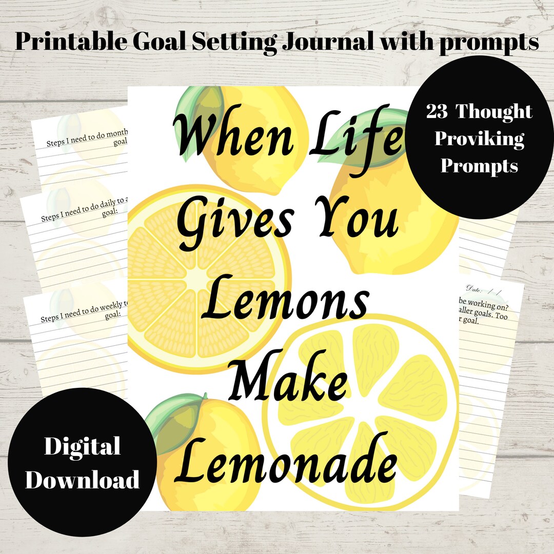 Goal Setting Journal With Prompts for Women, Lemon Theme Notebook for ...