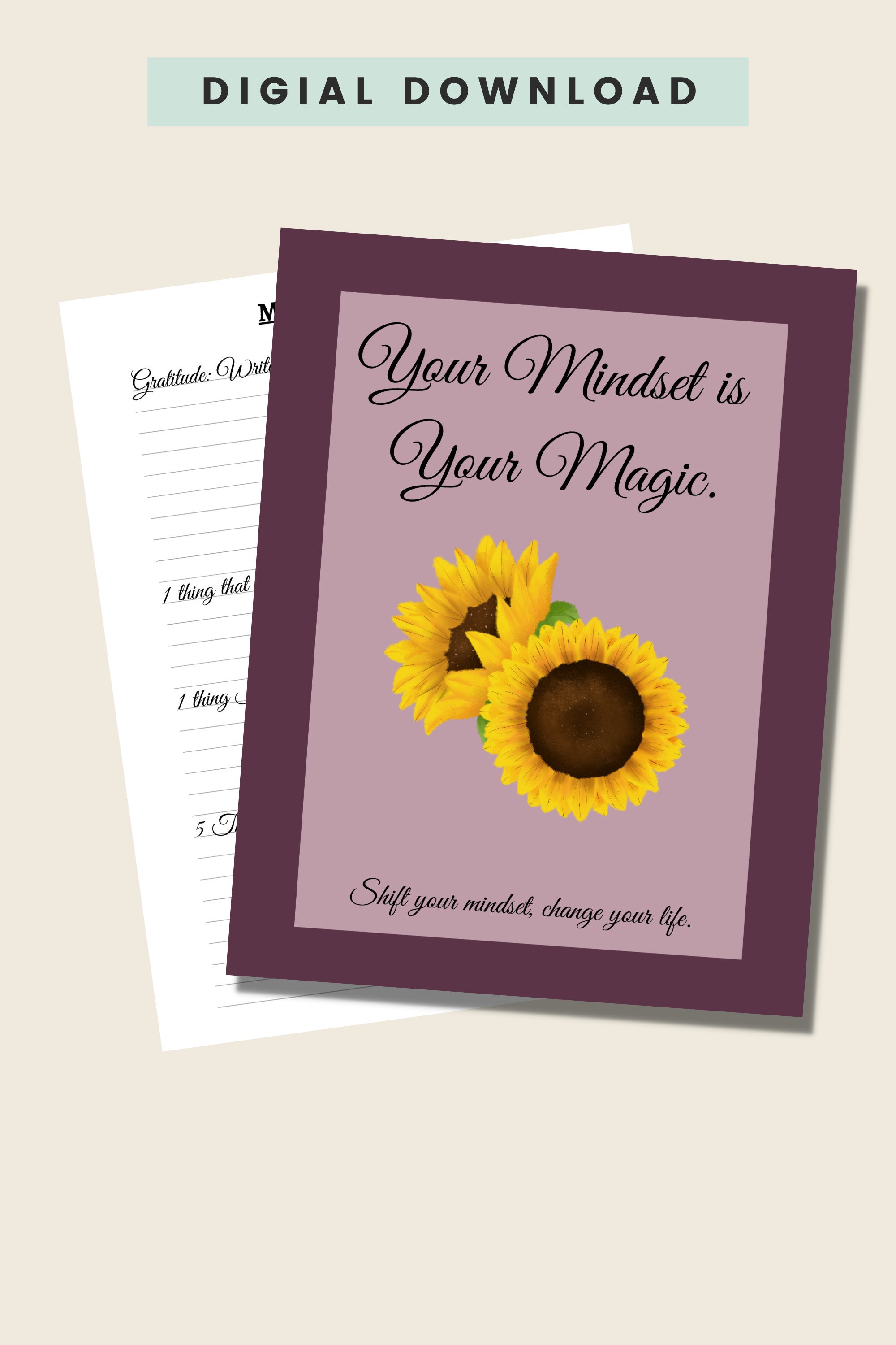 Printable Mindset Journal With Prompts for Women, Digital Download ...