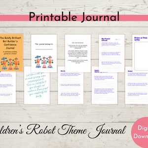 Self-esteem Robot Theme Kids Journal, Self-discovery Workbook for ...