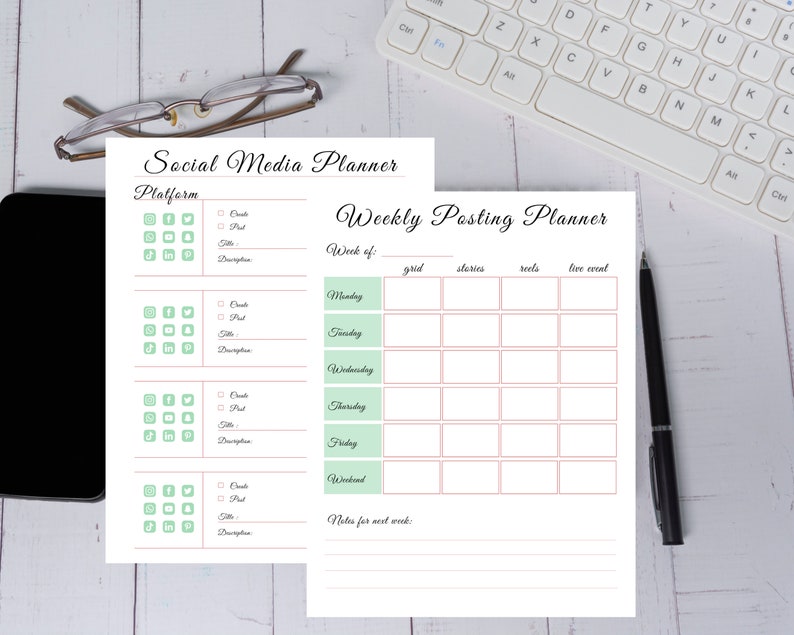 Social Media Planner Printable Content Planner for Instagram Youtube ...