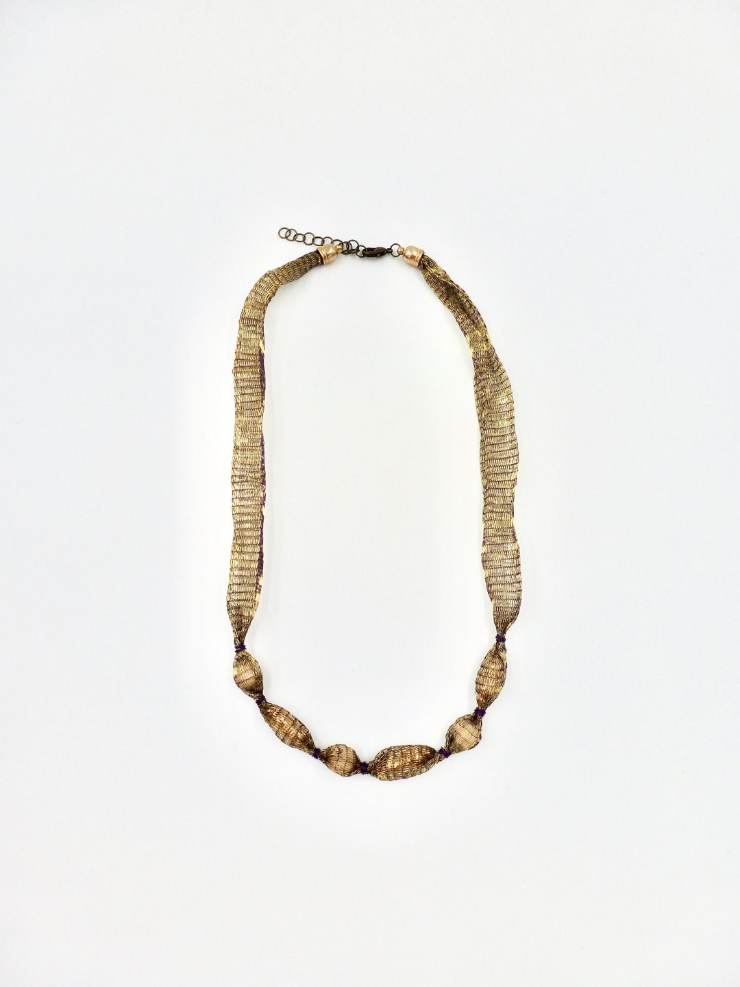 Medieval Style Copper Mesh Wire Beaded Necklace by Lauren Jay Designs ...