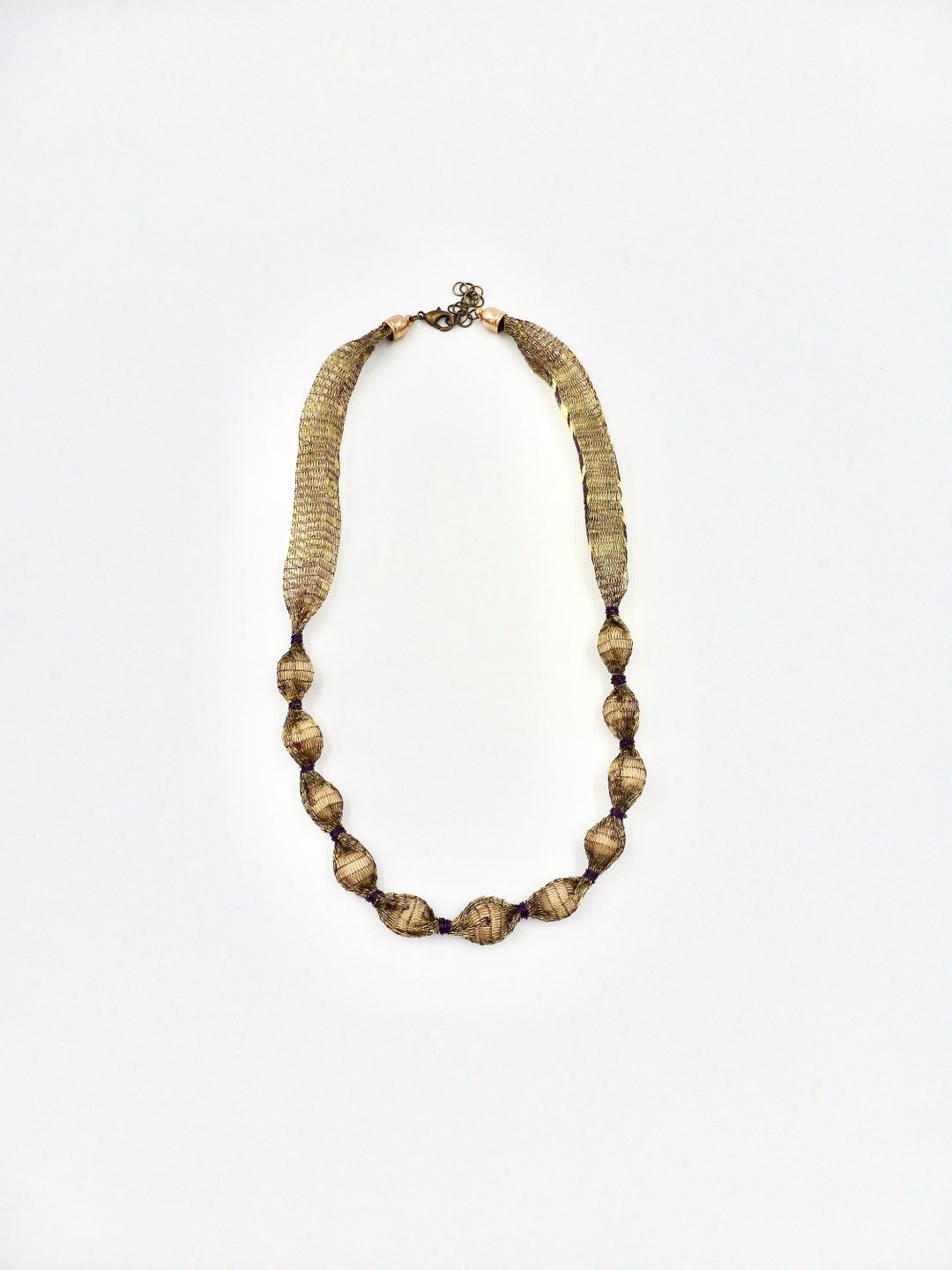 Medieval Style Copper Mesh Wire Beaded Necklace by Lauren Jay Designs ...
