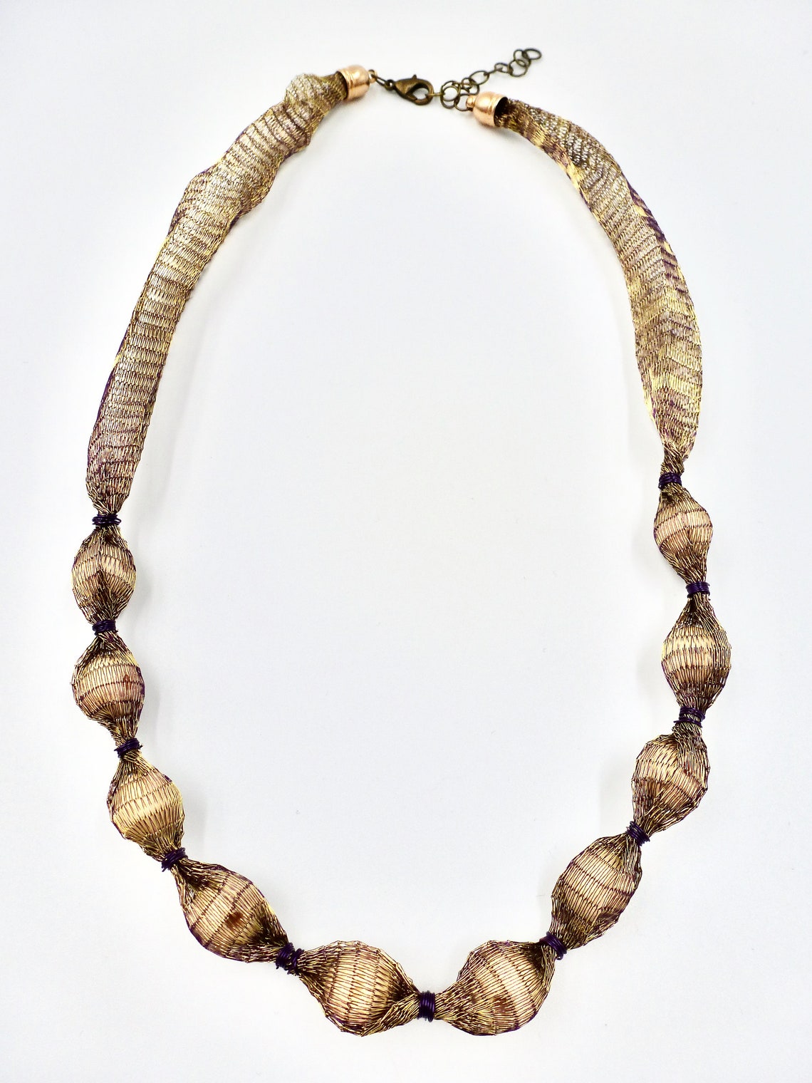 Medieval Style Copper Mesh Wire Beaded Necklace by Lauren Jay Designs ...