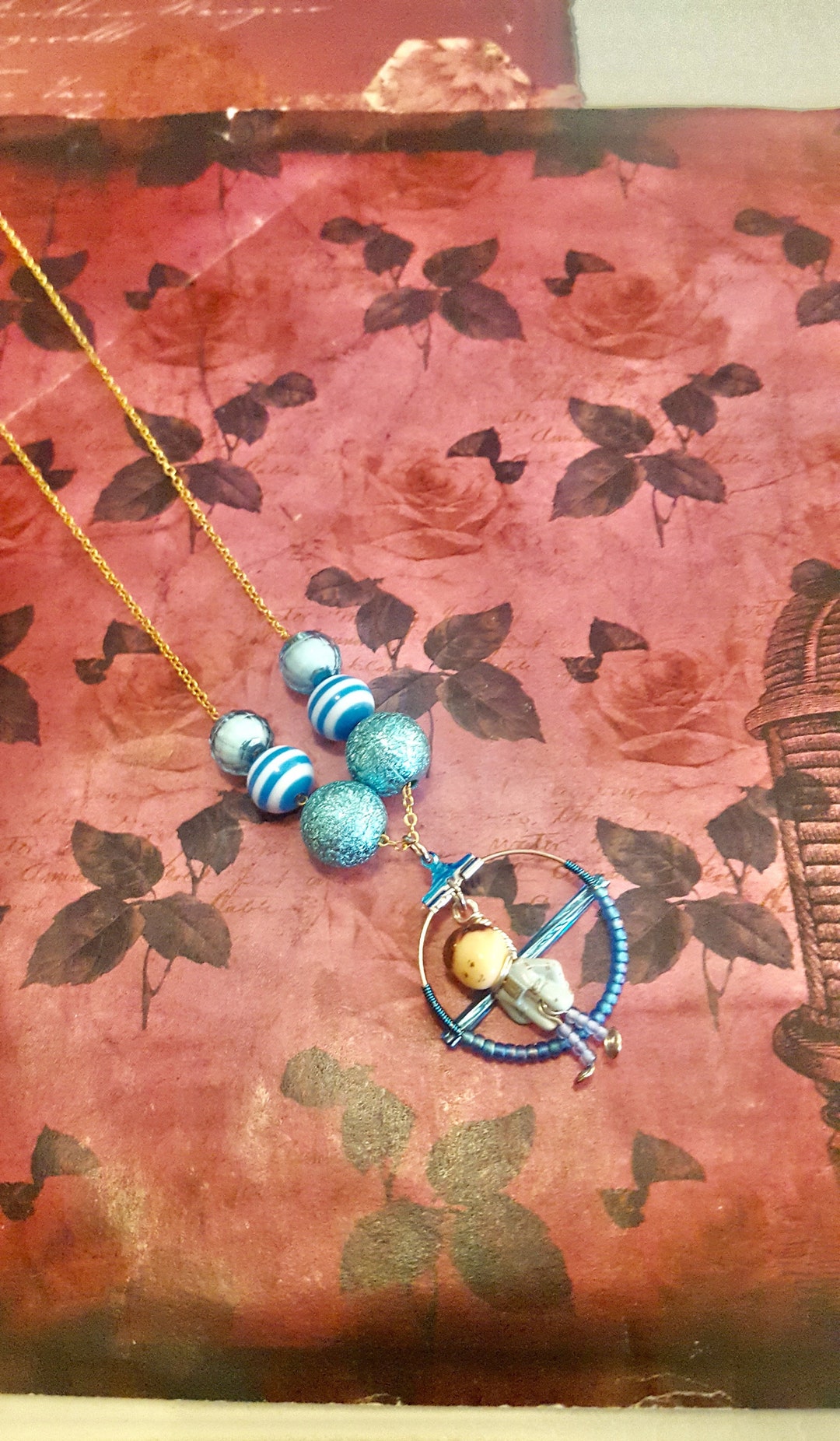1992 Polly Pocket Prince Casper Blue Beaded Pendant Chain Necklace by ...