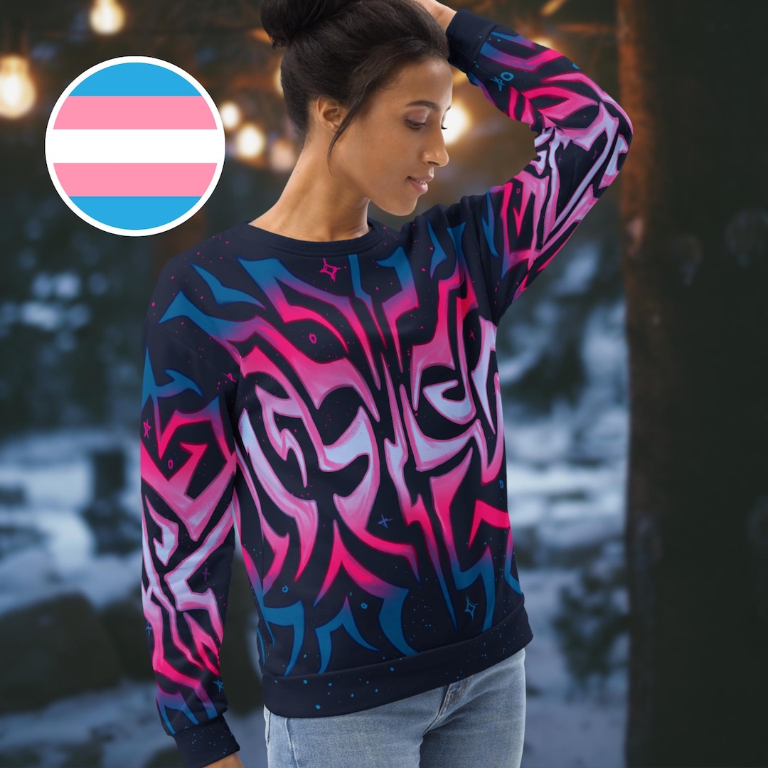Transgender Subtle Pride Pattern Sweatshirt | Trans Pride Abstract ...