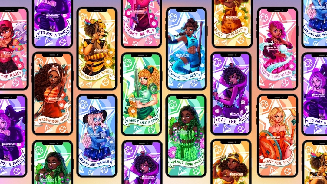 13 Y2K TTRPG Class Cell Phone Wallpapers | Fighter Ranger Bard Druid ...
