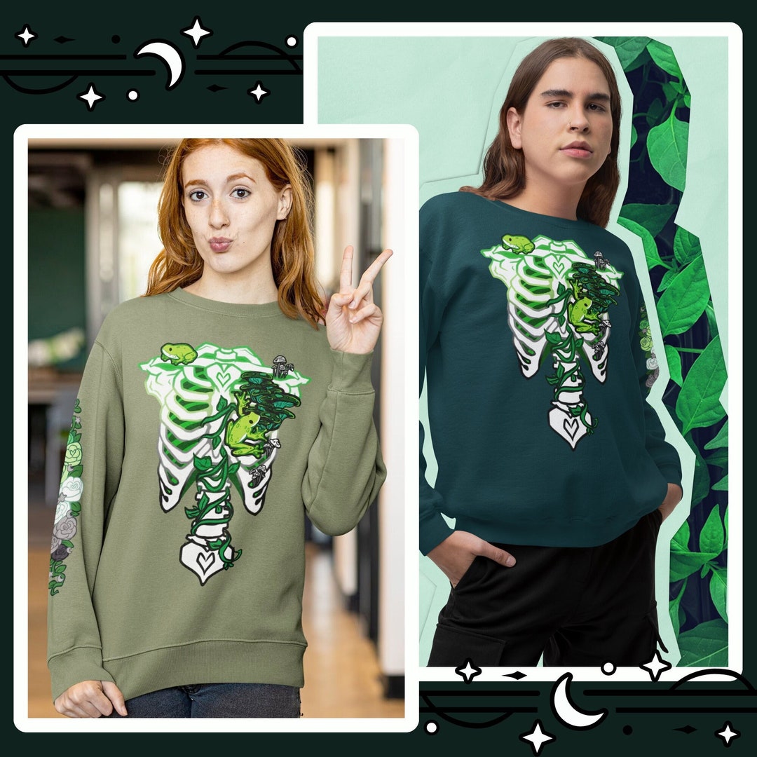 Aromantic Subtle Pride Ribcage Sweatshirt | Aro Flag Sweater, Aromantic ...