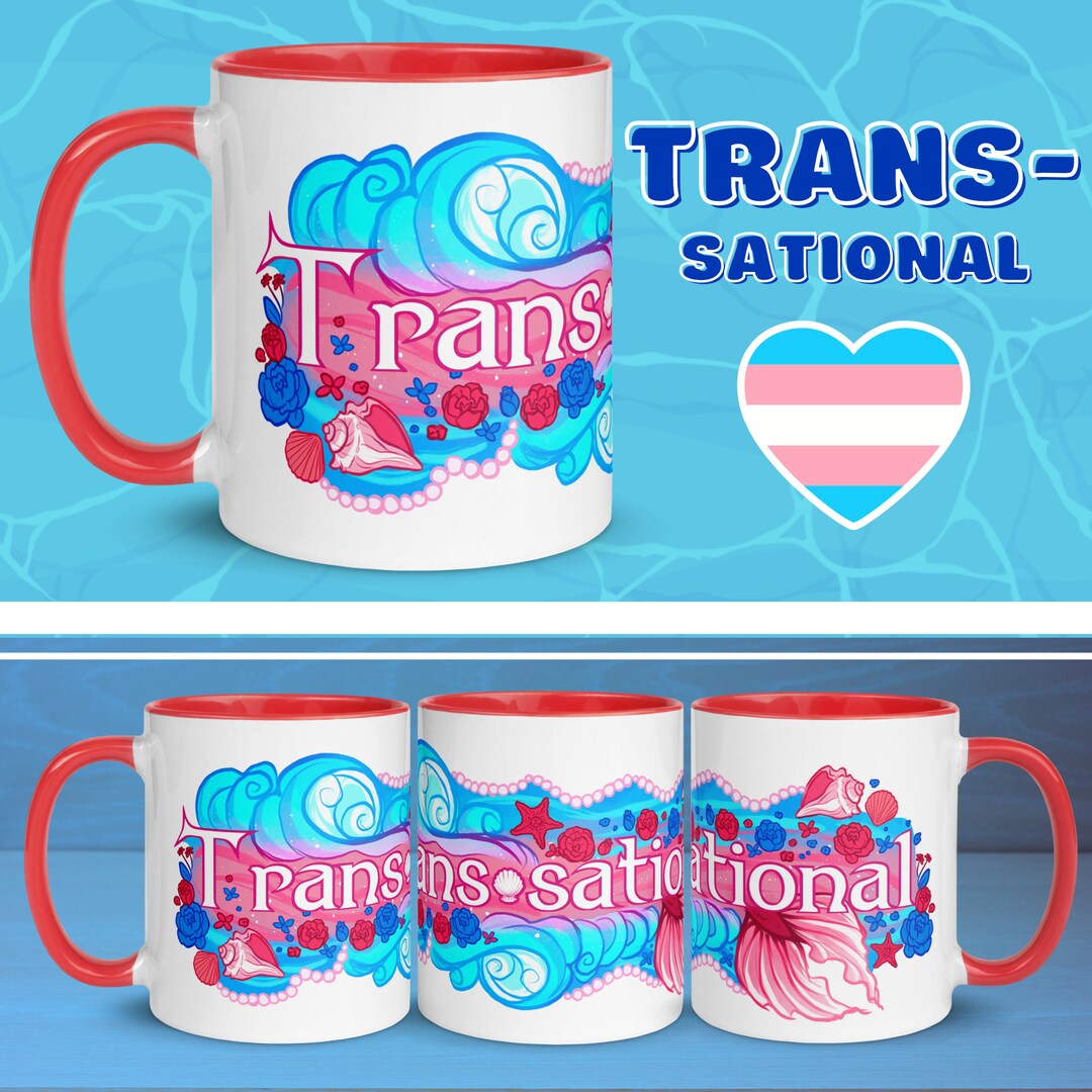 Transgender Pride Mermaid Mug | Trans Pride Flag Gifts, Mermaidcore ...