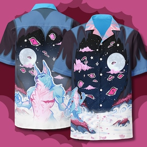 Trans Subtle Pride Werewolf Button up Shirt | Transgender Pride Cryptid ...
