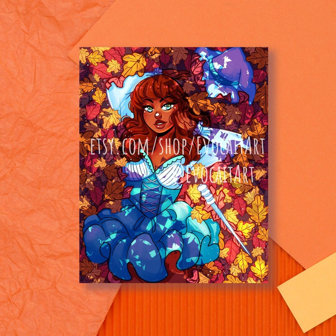 Leafy Autumn Witch Print | Magic Occult Fall Nature | Art Print Poster ...