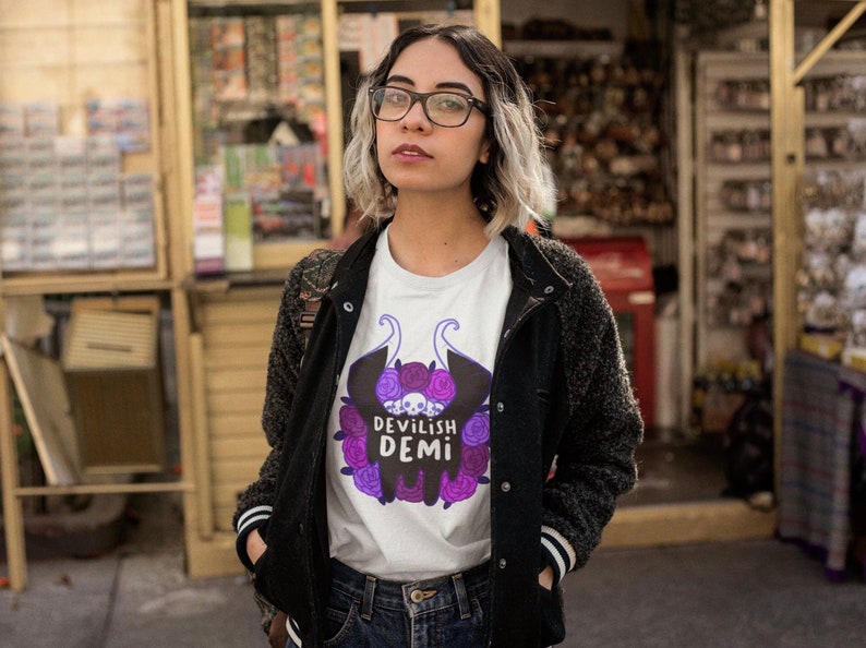 Demisexual Subtle Pride Devil Goth Shirt | Ace Spooky Demon T-shirt ...