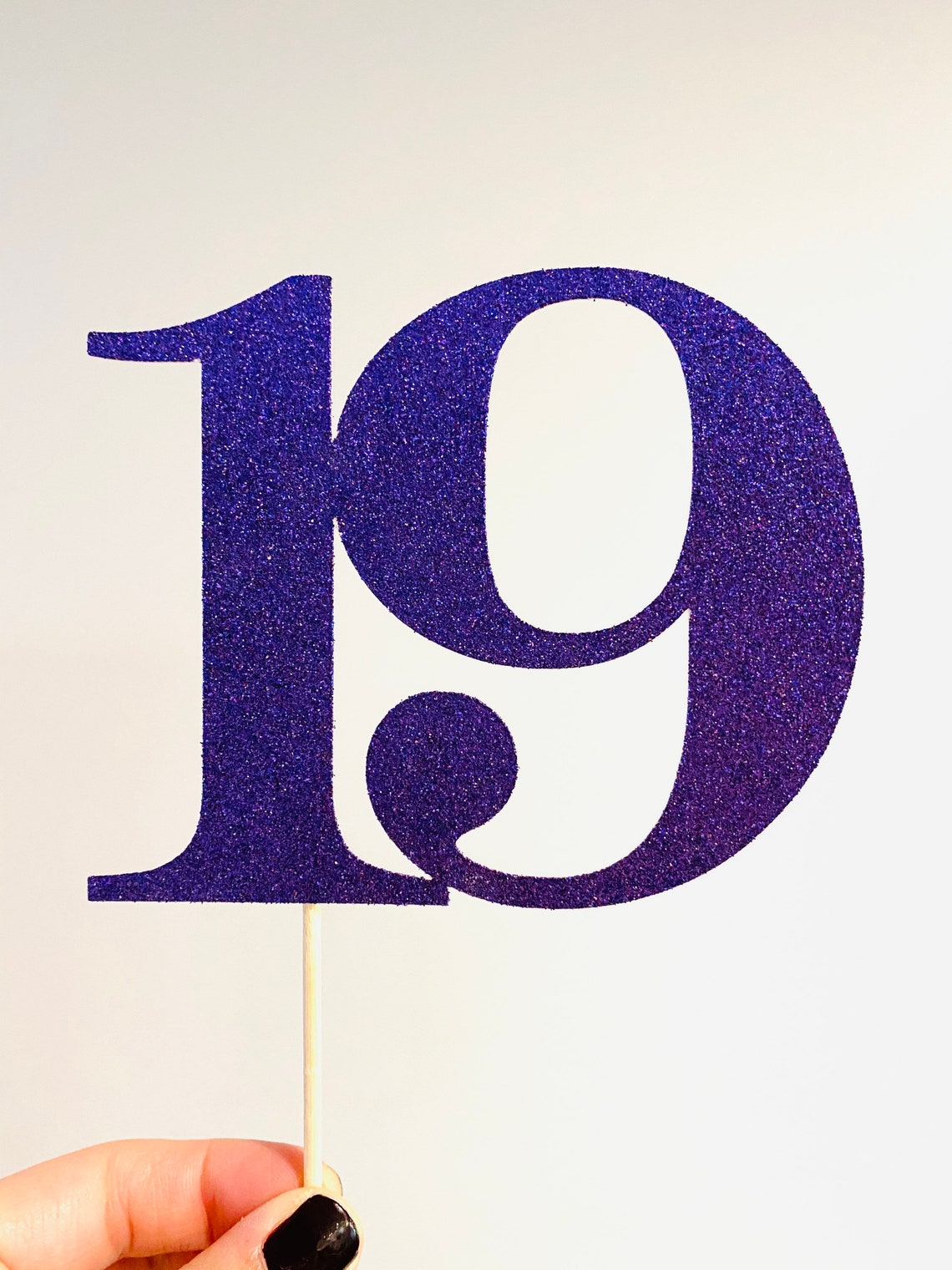 Nineteen Number Birthday cake topper 19 glitter birthday | Etsy