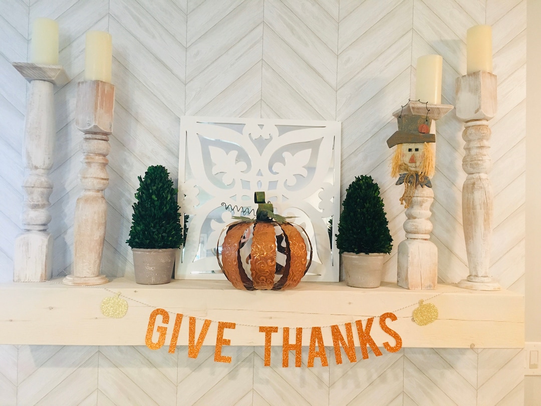 Give Thanks, Holiday Banner, Fall Banner, Custom Banner, GIVING Banner ...