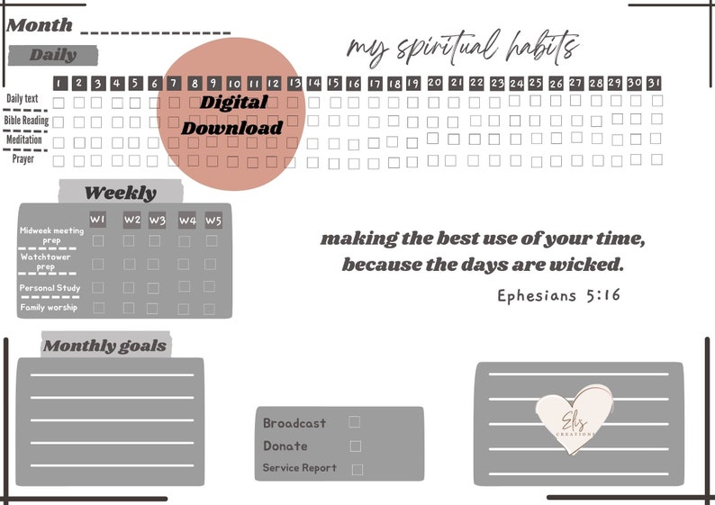 JW Spiritual Habits| Checklist| Jehovah's Witnesses| Planner| Printable ...