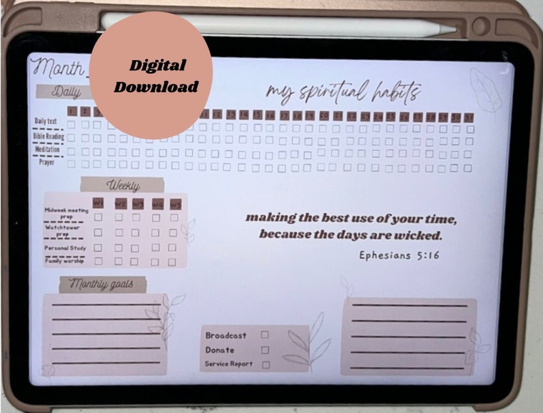JW Spiritual Habits| Checklist| Jehovah's Witnesses| Planner| Printable ...