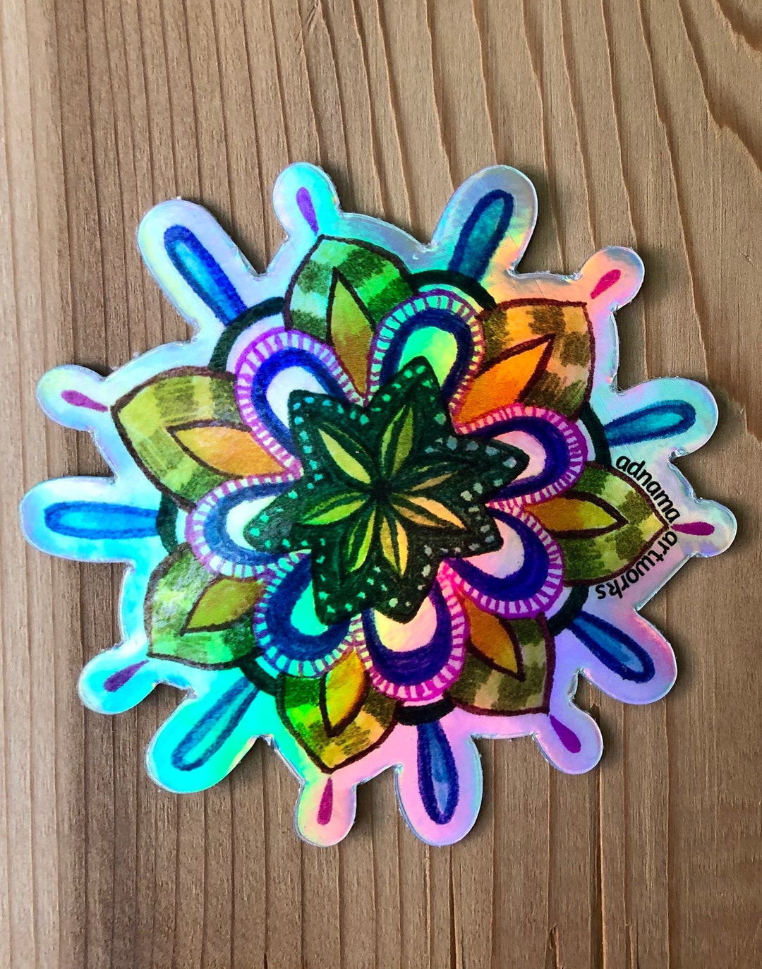 Colorful Holographic Mandala Sticker - Etsy