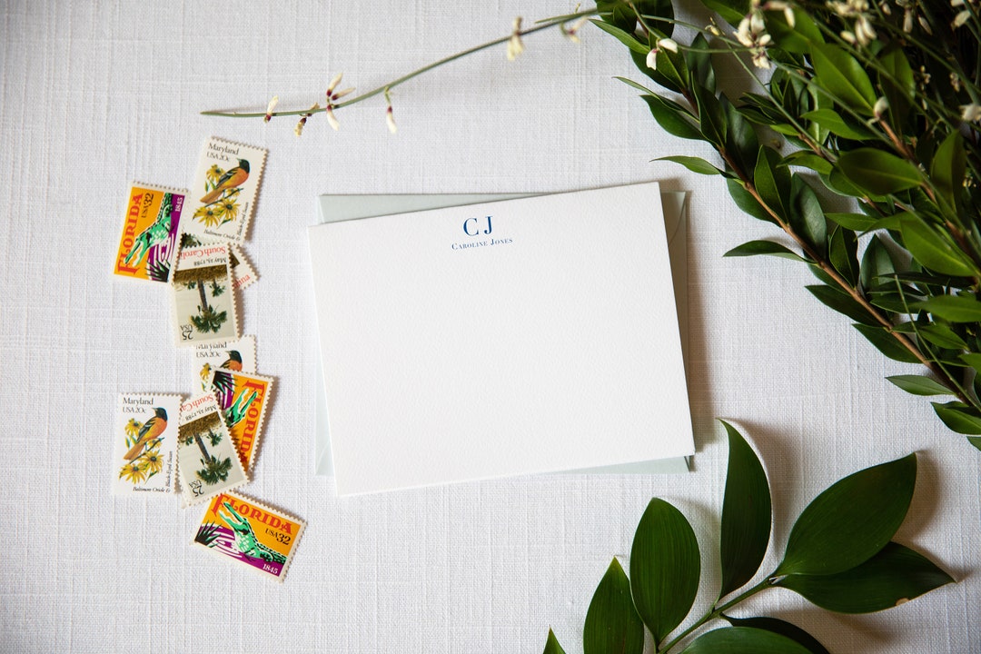 Simple Stationery, Stationery for Men, Custom Notecards, Initials ...