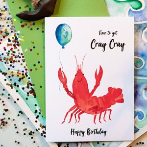 Get Cray Cray Birthday Card / Crayfish Card / Crawfish Card / Animal ...