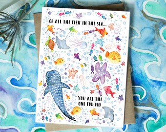 Deep Blue Sea Valentine's Day Card - Etsy