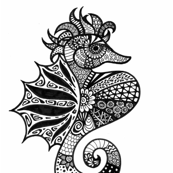 Zentangle Seahorse - Etsy