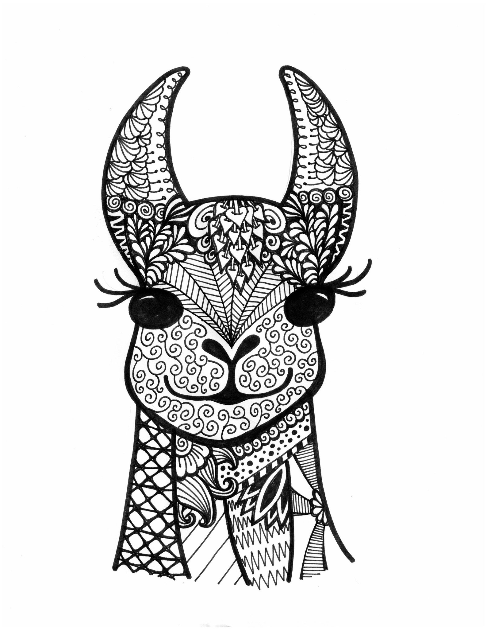 Llama Zentangle Doodle Print for Download - Etsy