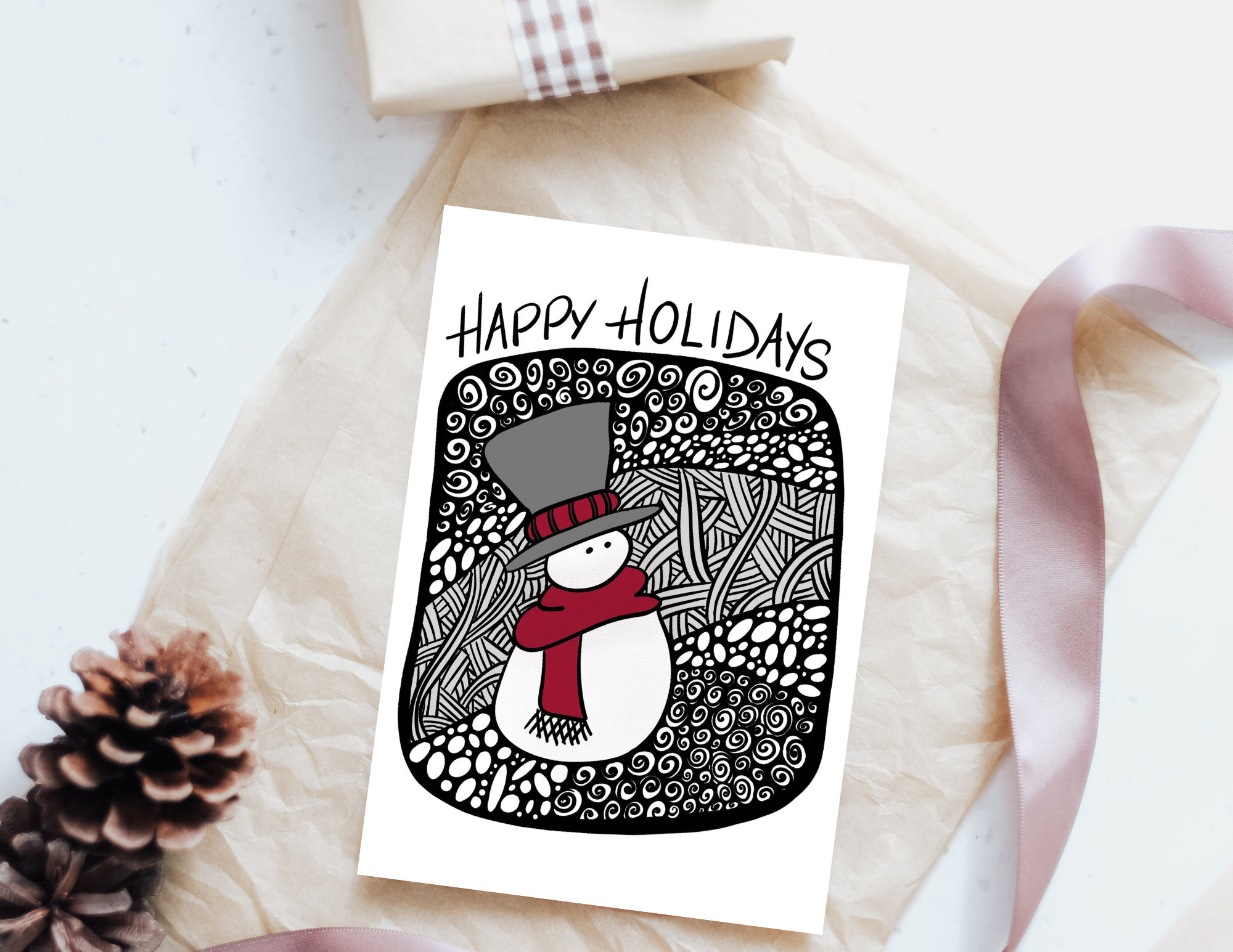 Snowman Zentangle Instant Download and Printable Christmas Cards - Etsy