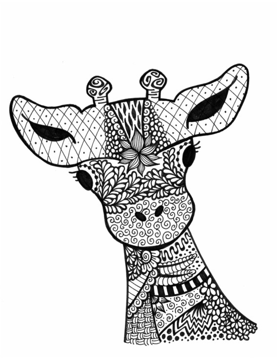 Giraffe Zentangle Doodle Print for Download - Etsy Canada