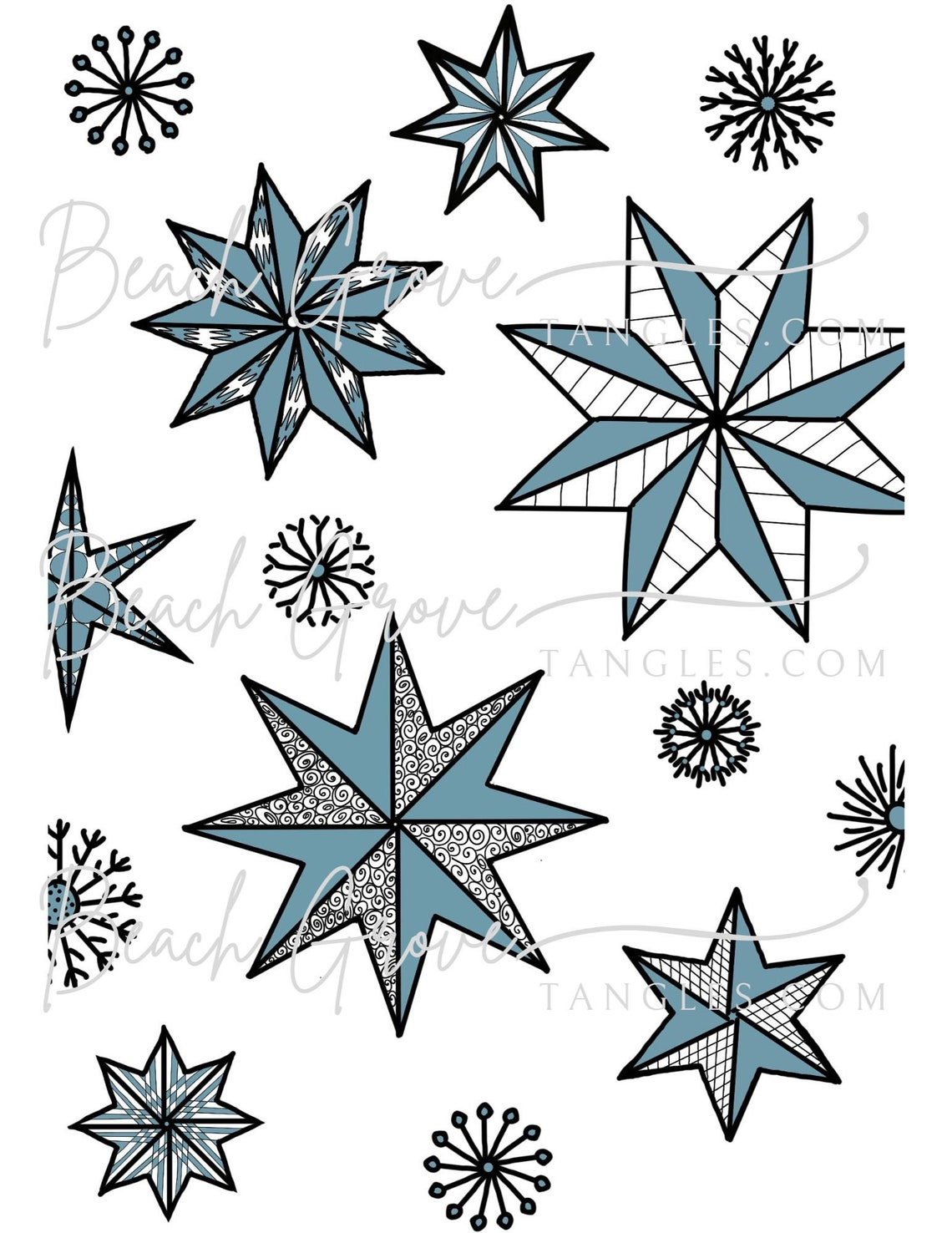 Blue Snowflakes Instant Download and Printable Christmas Cards - Etsy