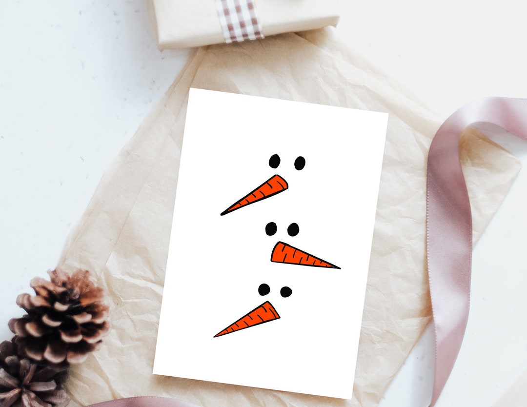 3 Carrots Snowman Nose Instant Download and Printable Christmas Cards ...