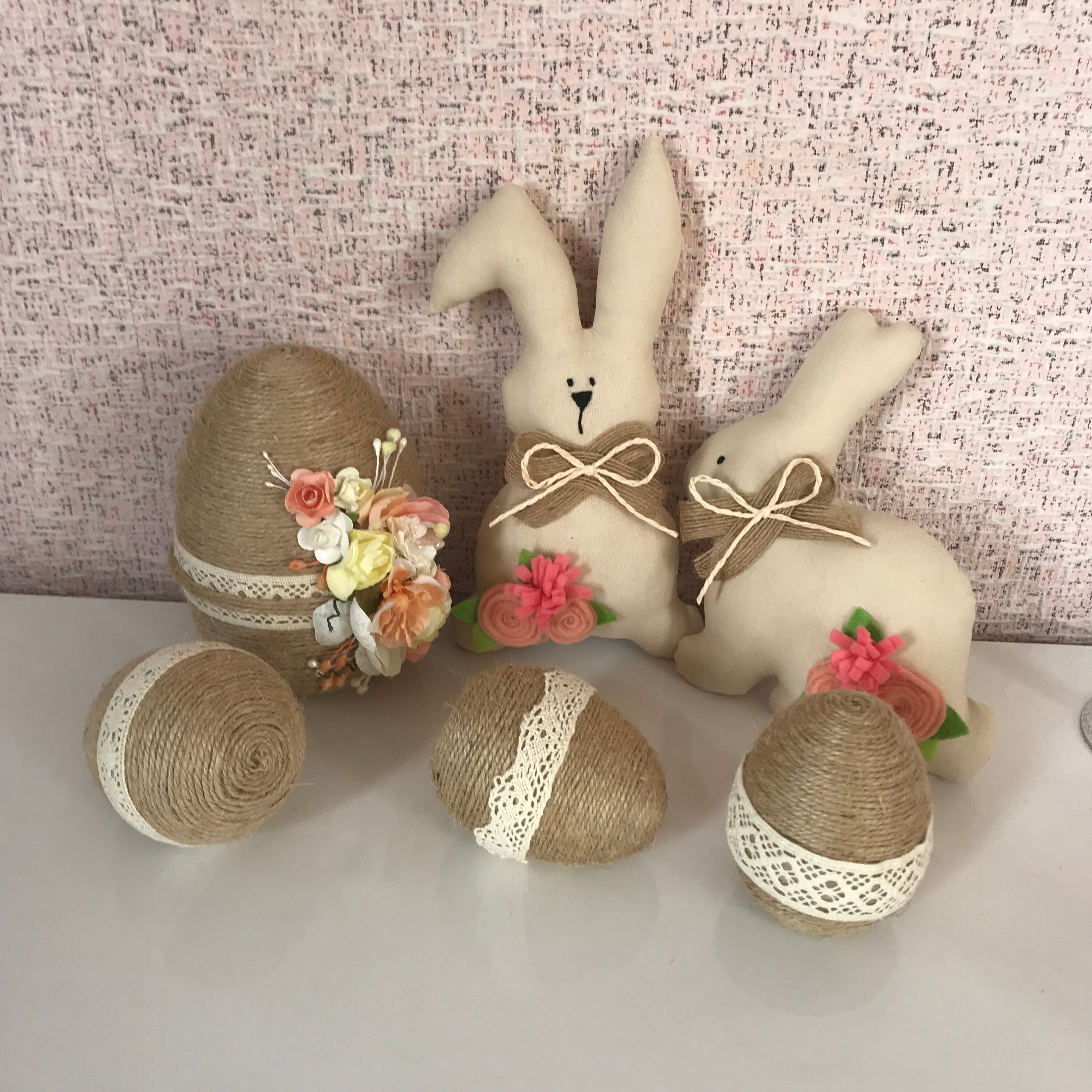Set of 2 Stuffed Easter Floral Bunnies Spring Basket Filler Easter ...