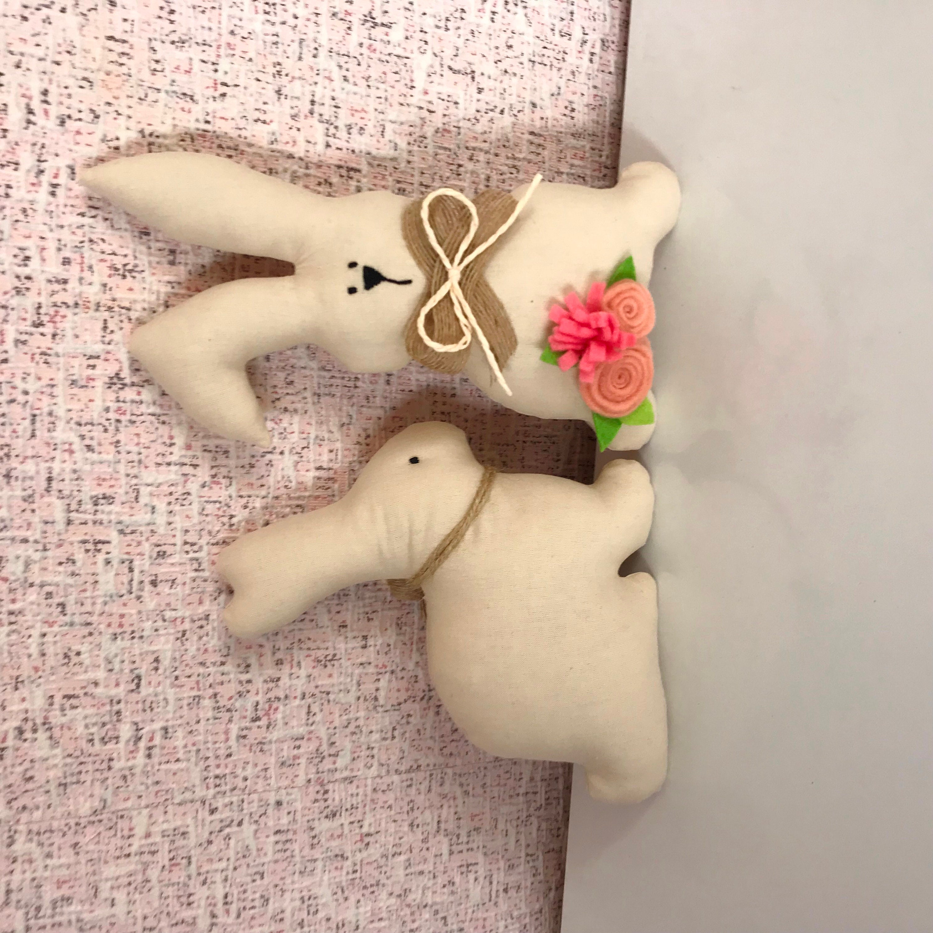 Set of 2 Stuffed Easter Floral Bunnies Spring Basket Filler Easter ...