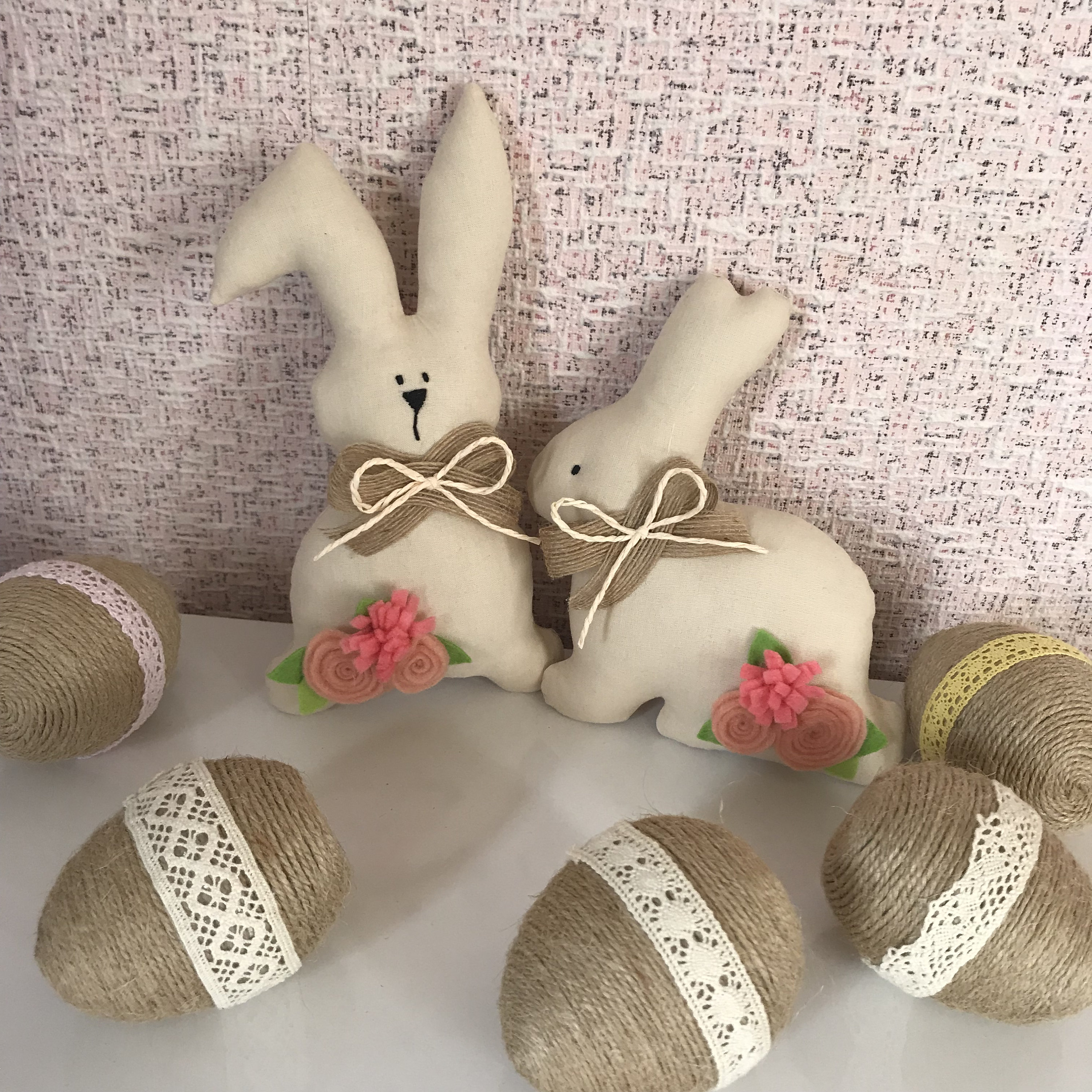 Set of 2 Stuffed Easter Floral Bunnies Spring Basket Filler Easter ...