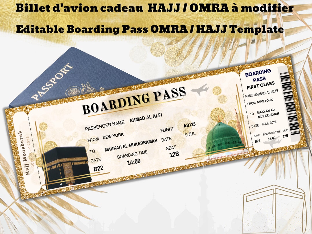 Billet avion hajj , billet avion omra, cadeau hajj, cadeau musulman ...