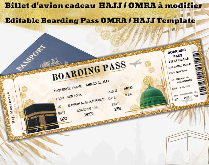 Hajj Plane Ticket, Umrah Plane Ticket, Hajj Gift, Muslim Gift, Mecca ...
