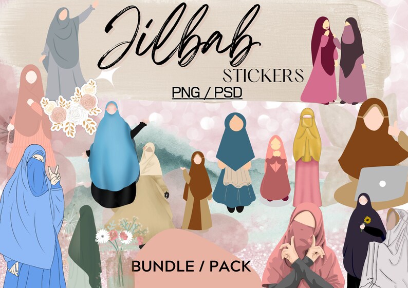 Bundle Stickers Jilbel, Hijab, Hijabi Girl, Muslim Woman, Niqab ...