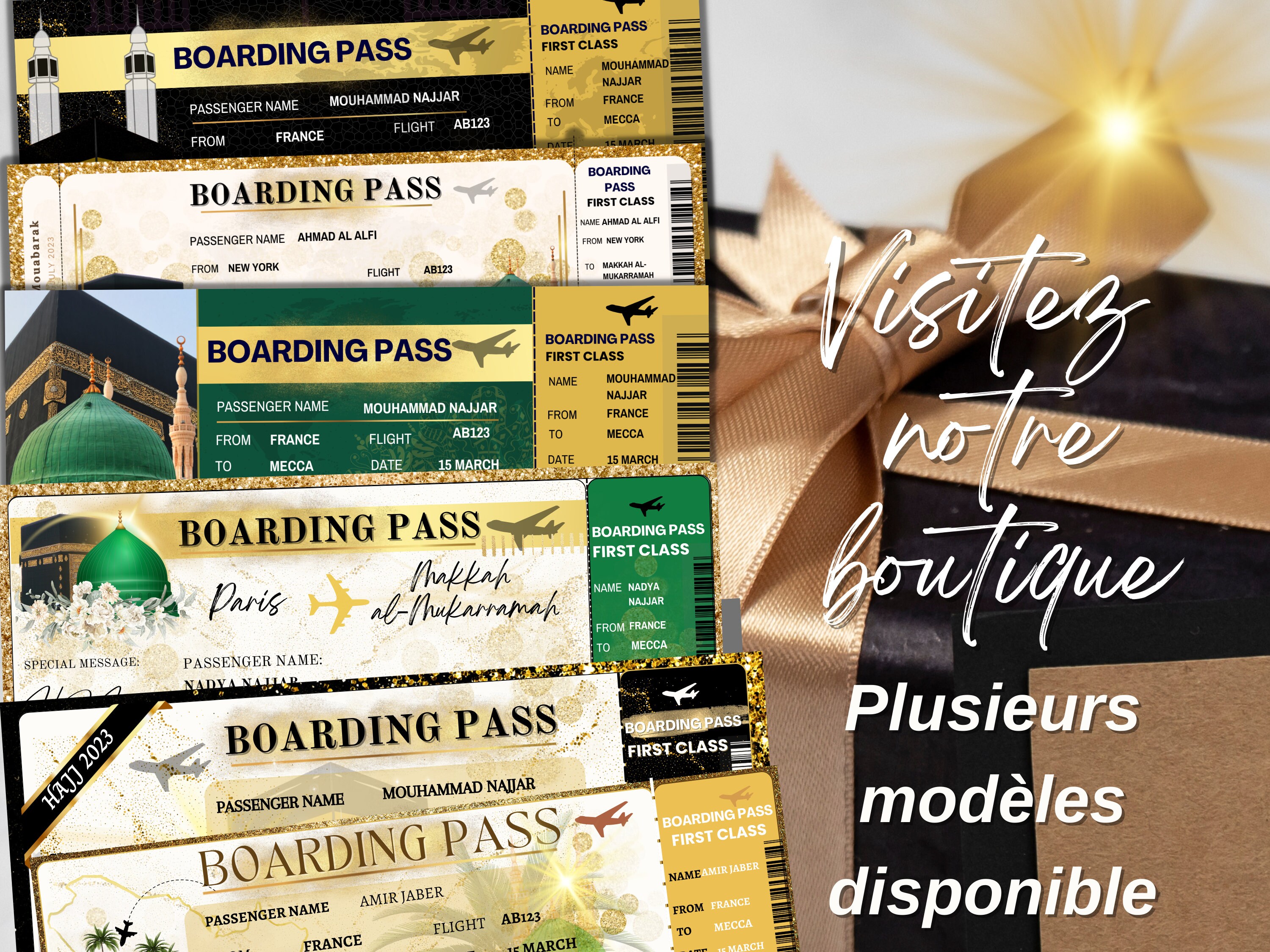 Editable Airplane Ticket, Hajj Ticket, Omra Gift, Hajj Gift, Muslim ...